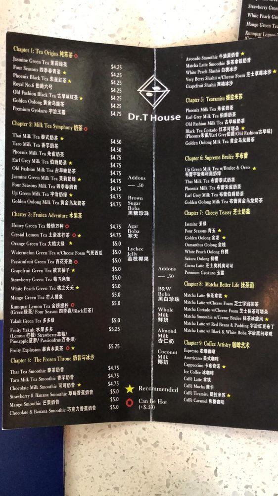 Menu at Dr. T House pub & bar, Santa Monica