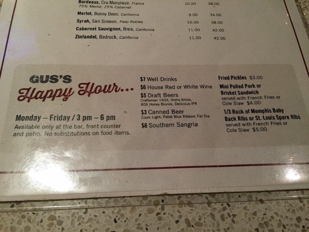 Menu at Gus's BBQ - South Pasadena, South Pasadena, 808 Fair Oaks Ave