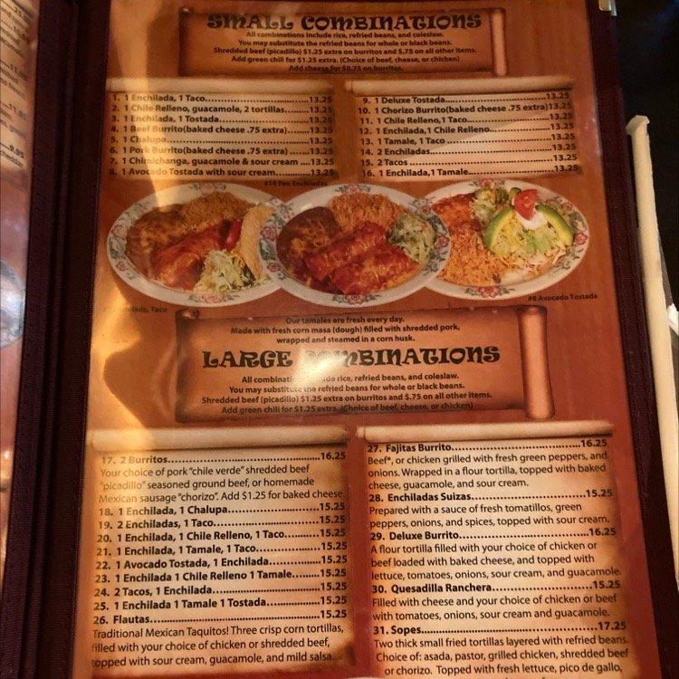 Menu at Mi Mexico Family Mexican restaurant, Ouray