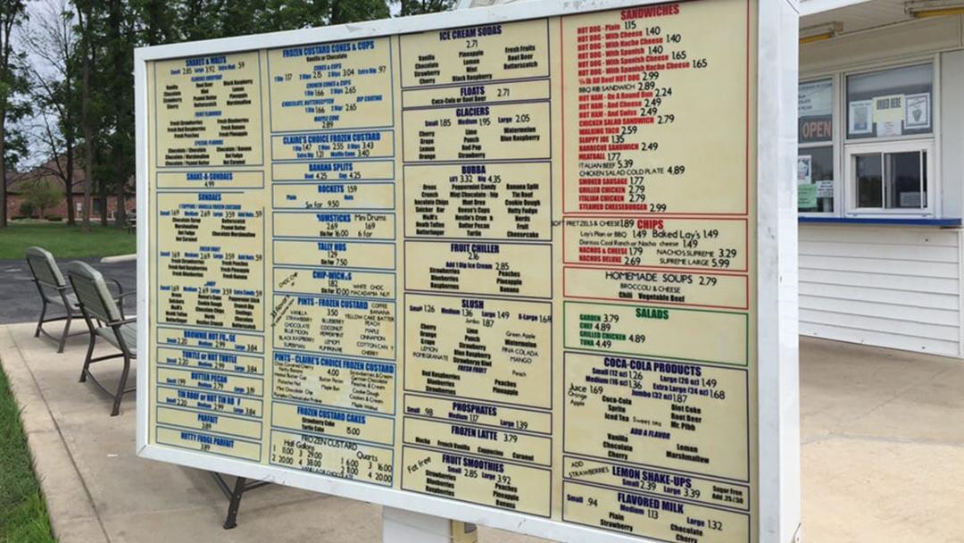 Menu at Sycamore Drive In restaurant, Monticello