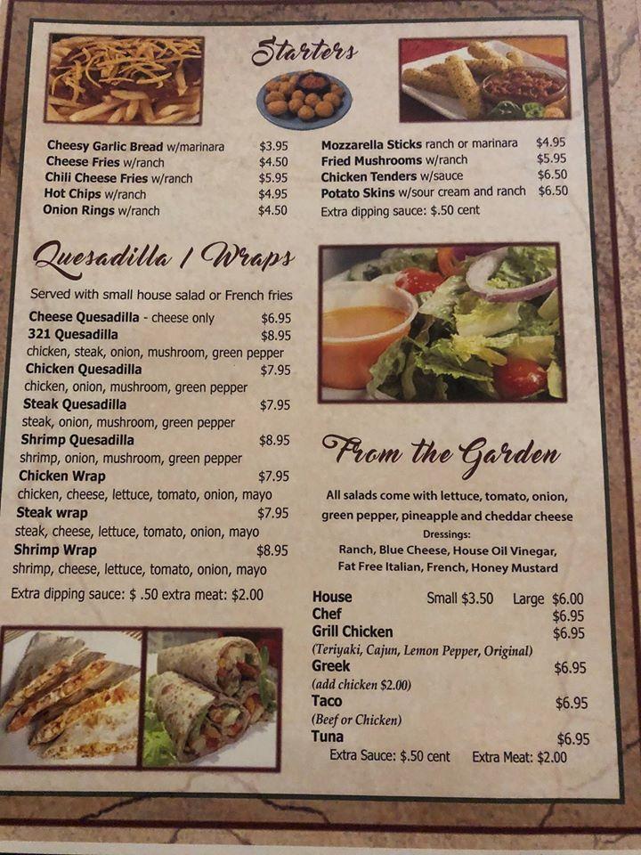 Menu at 321 Cafe, Newton