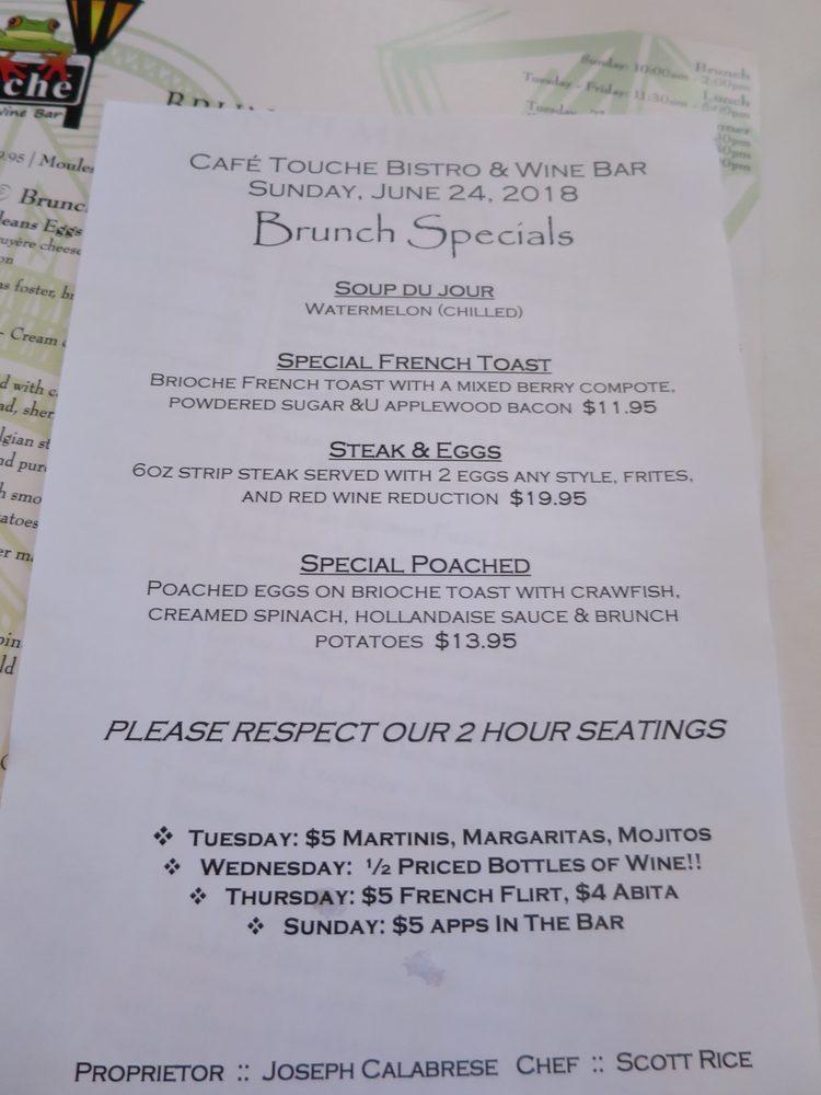 Carta de Café Touché, Chicago