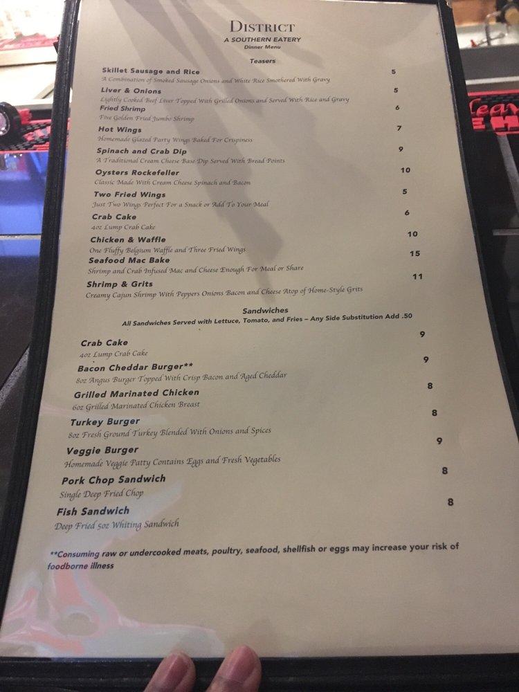 Menu at District pub & bar, Portsmouth