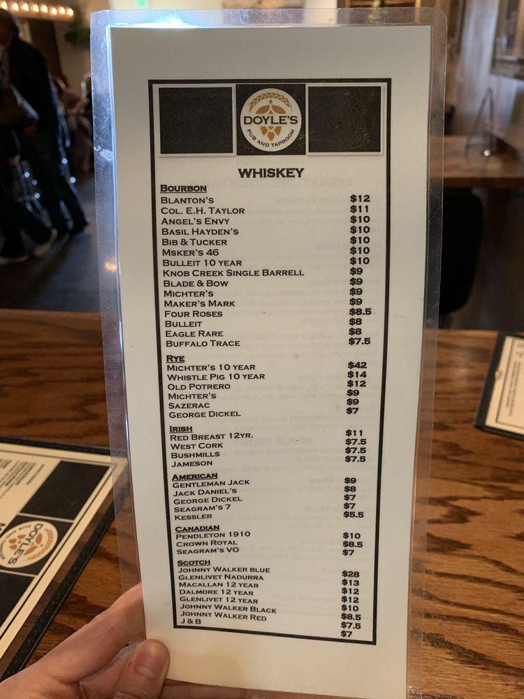 Menu at Doyle's Pub and Taproom, Folsom
