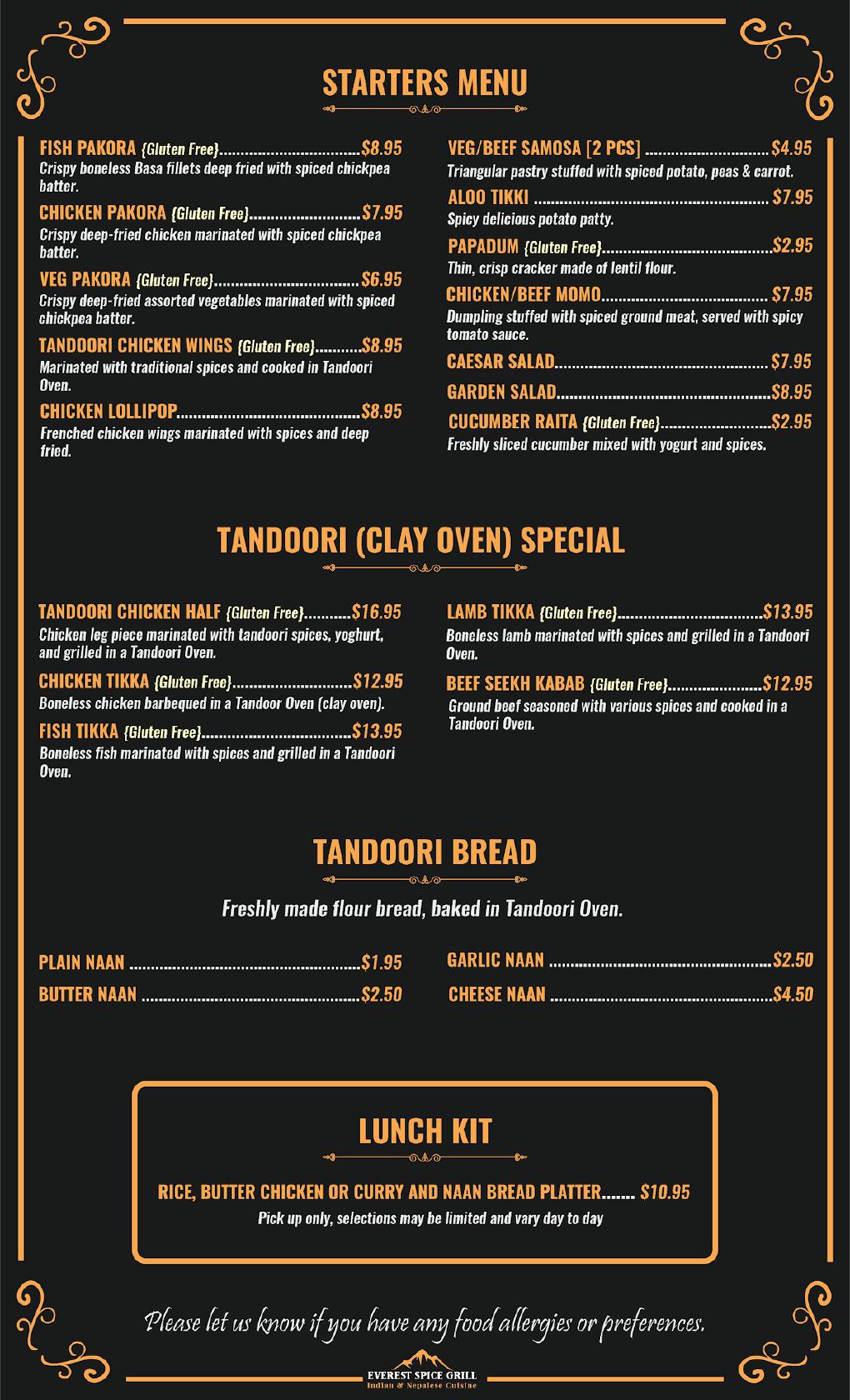 Menu at The Indian Bites restaurant, High River