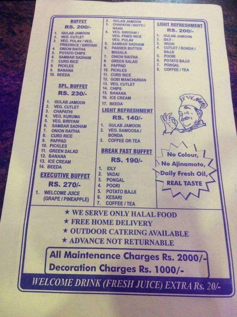 Menu at Hotel Pentagon Restaurant & Party Hall, Chennai, JJ Complex