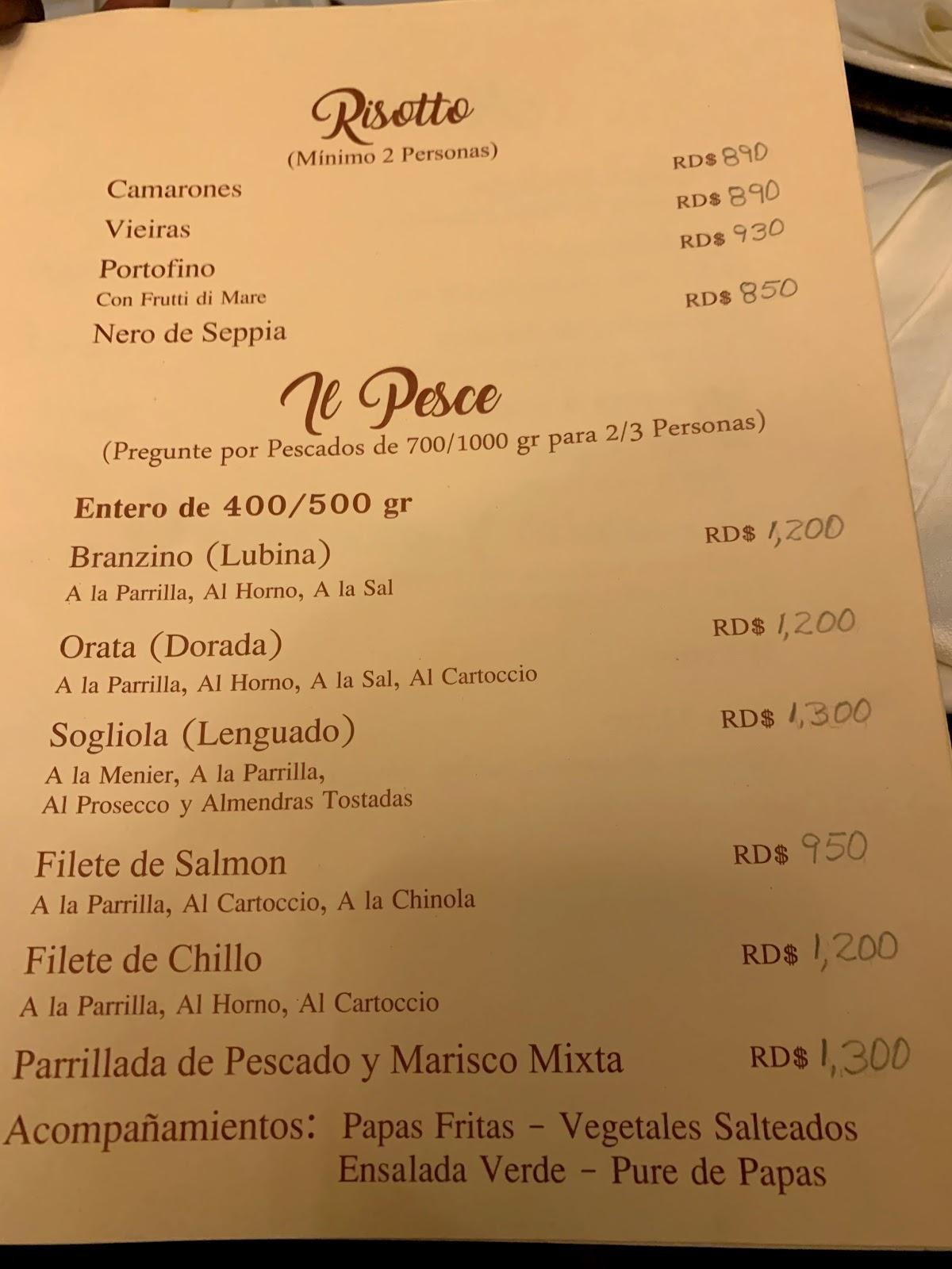 Menu at Restaurante Cappuccino, Santo Domingo