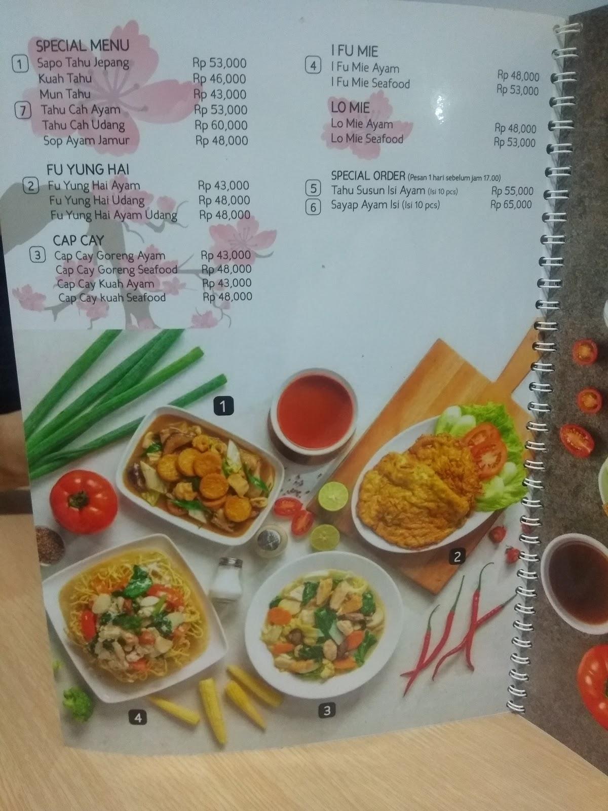 Menu at Sumber Mas Rumah Makan restaurant, North Jakarta