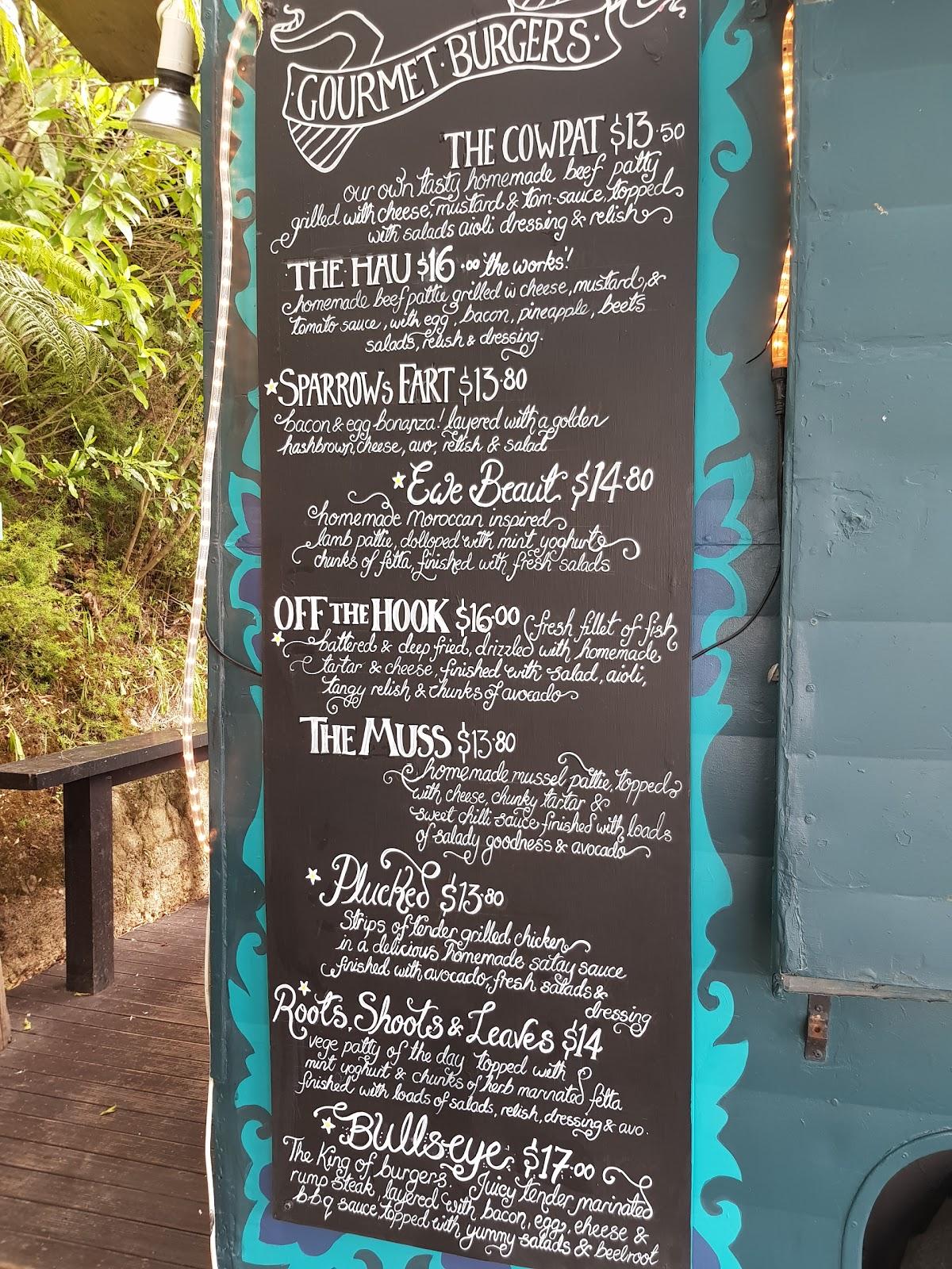 Menu at The Fat Tui restaurant, Nelson
