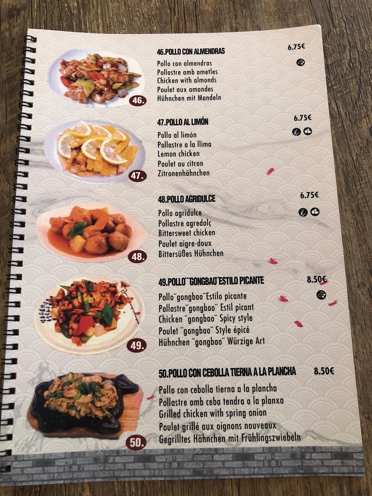 Menu at Chu restaurant, Palamós