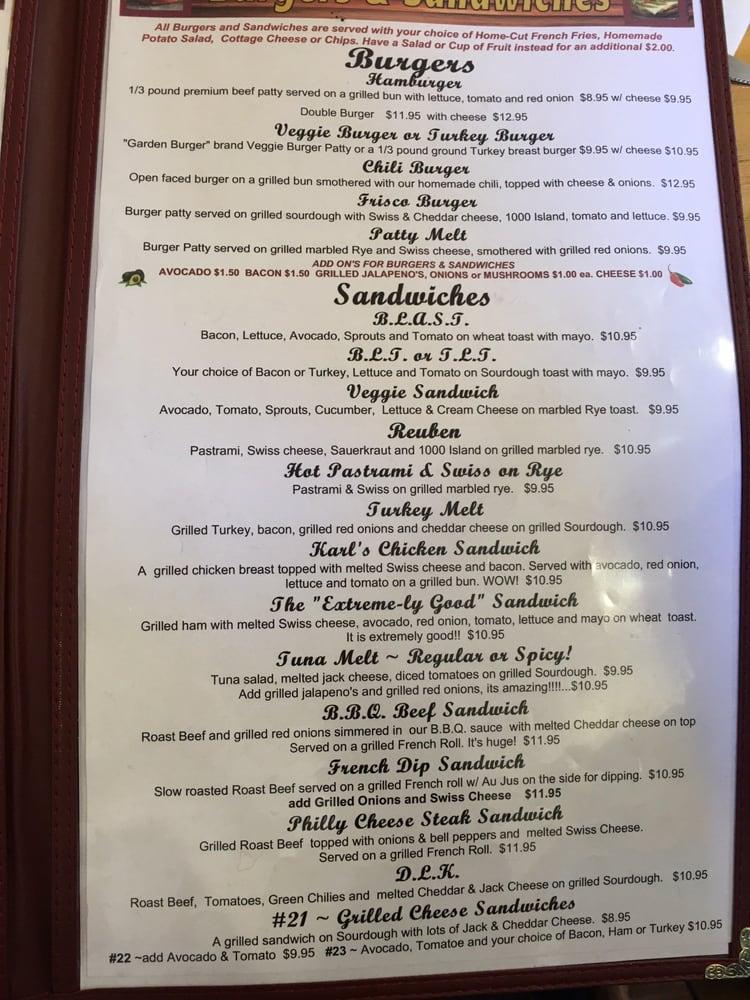 Menu at Donner Lake Kitchen restaurant, Truckee, Donner Pass Rd