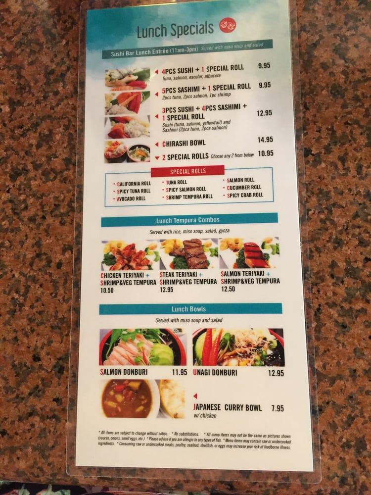Menu at Kibo Sushi restaurant, Ventura