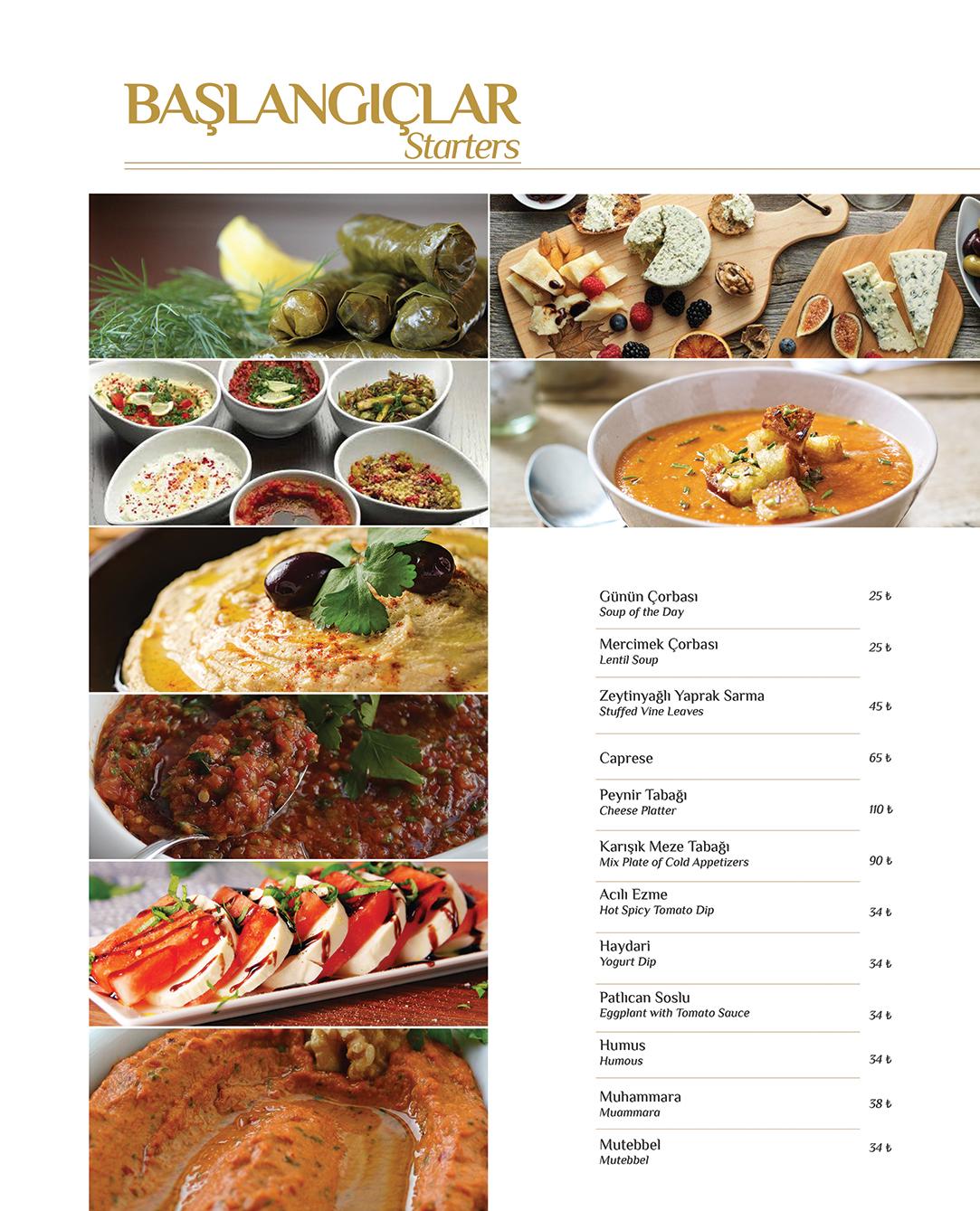 Menu at Loti Roof Lounge, Istanbul