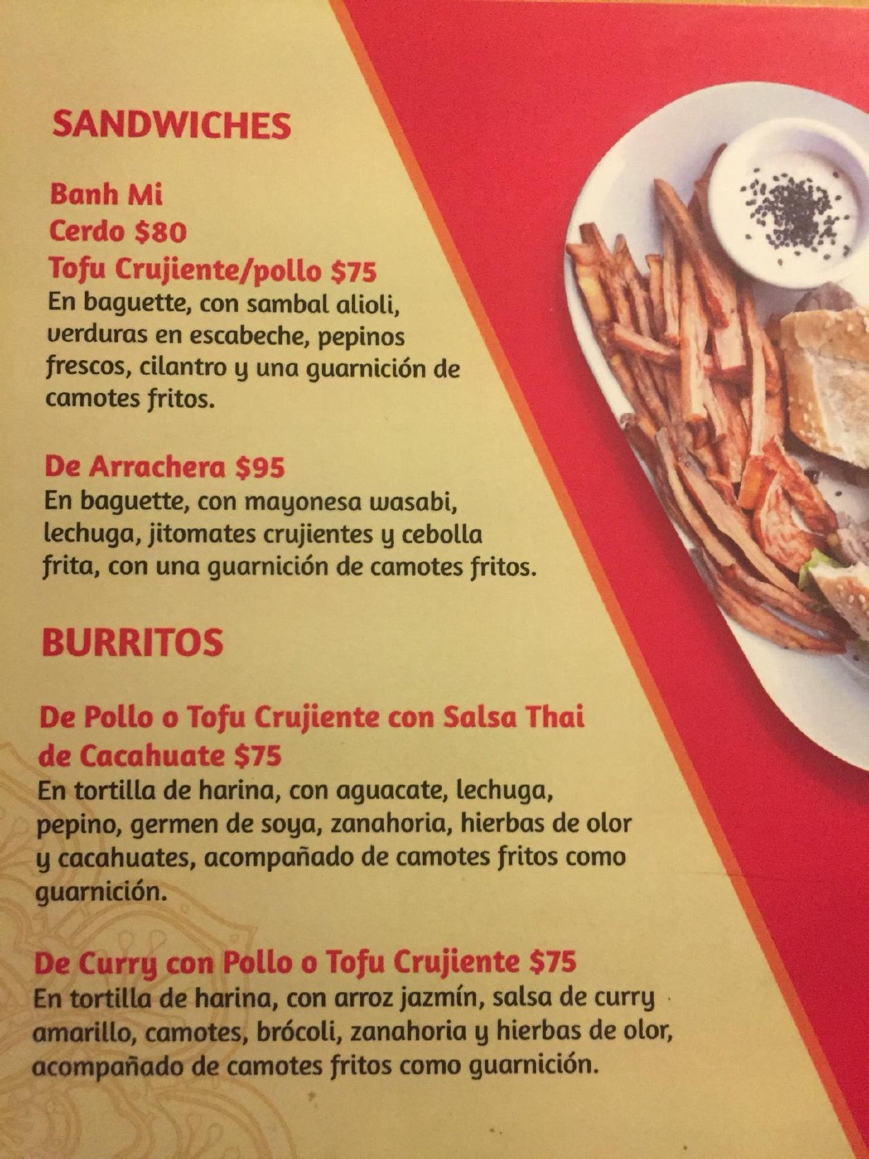 Menu at Oko Noodle Bar, San Miguel de Allende