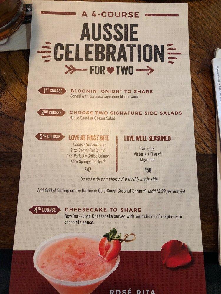Menu at Outback Steakhouse, Mesa, E McKellips Rd