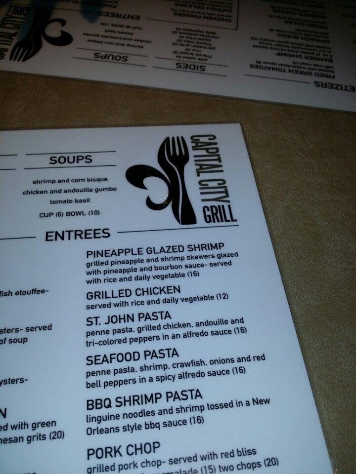Menu at Capital City Grill restaurant, Baton Rouge, 100 Lafayette St