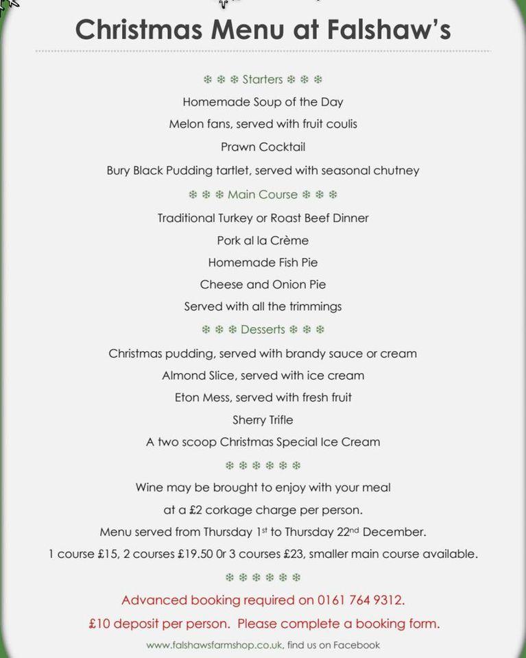Menu at Falshaw's Farm Shop, Cafe, Butchers and Ice Cream Parlour, Bury