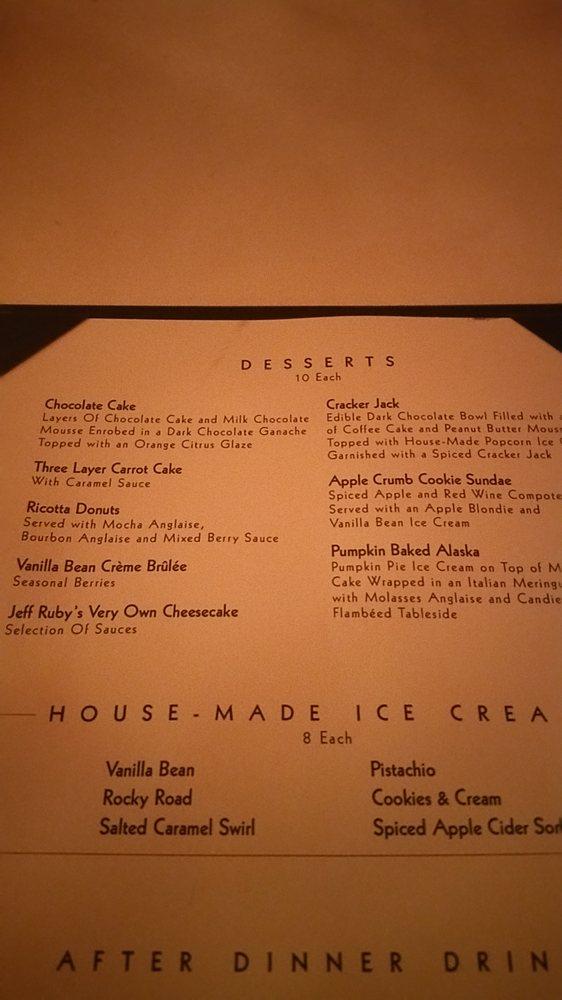 Menu at Jeff Ruby's Steakhouse, Nashville, Nashville