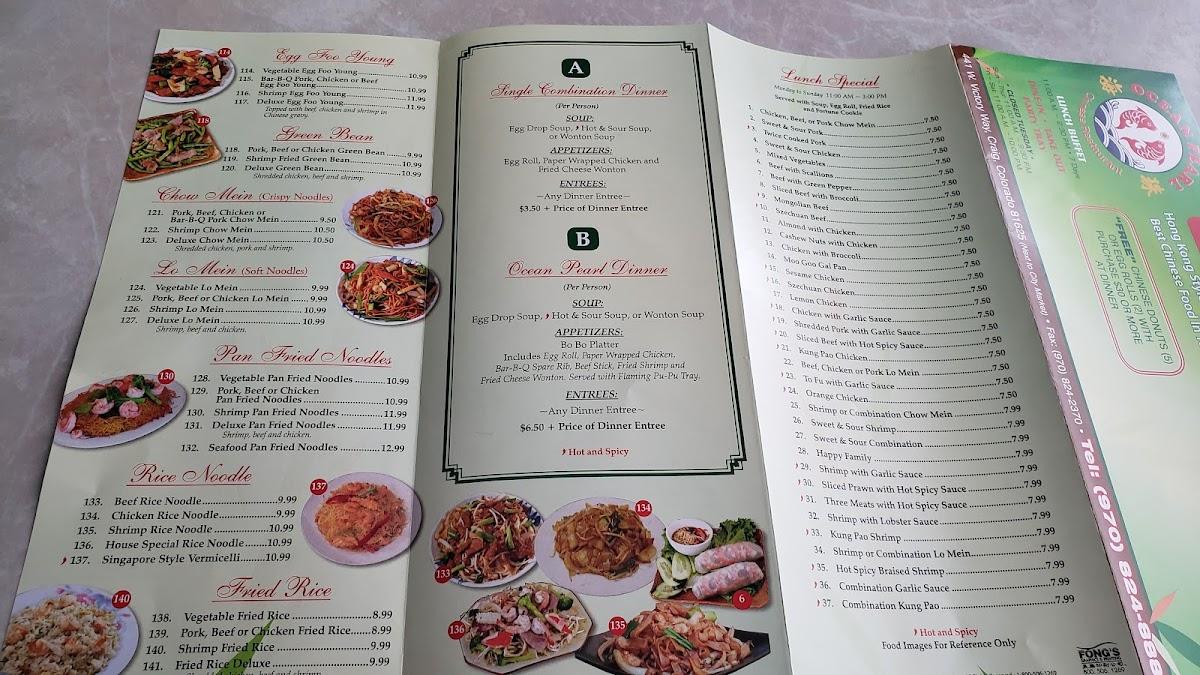 Menu at OCEAN PEARL restaurant, Craig, 441 W Victory Way