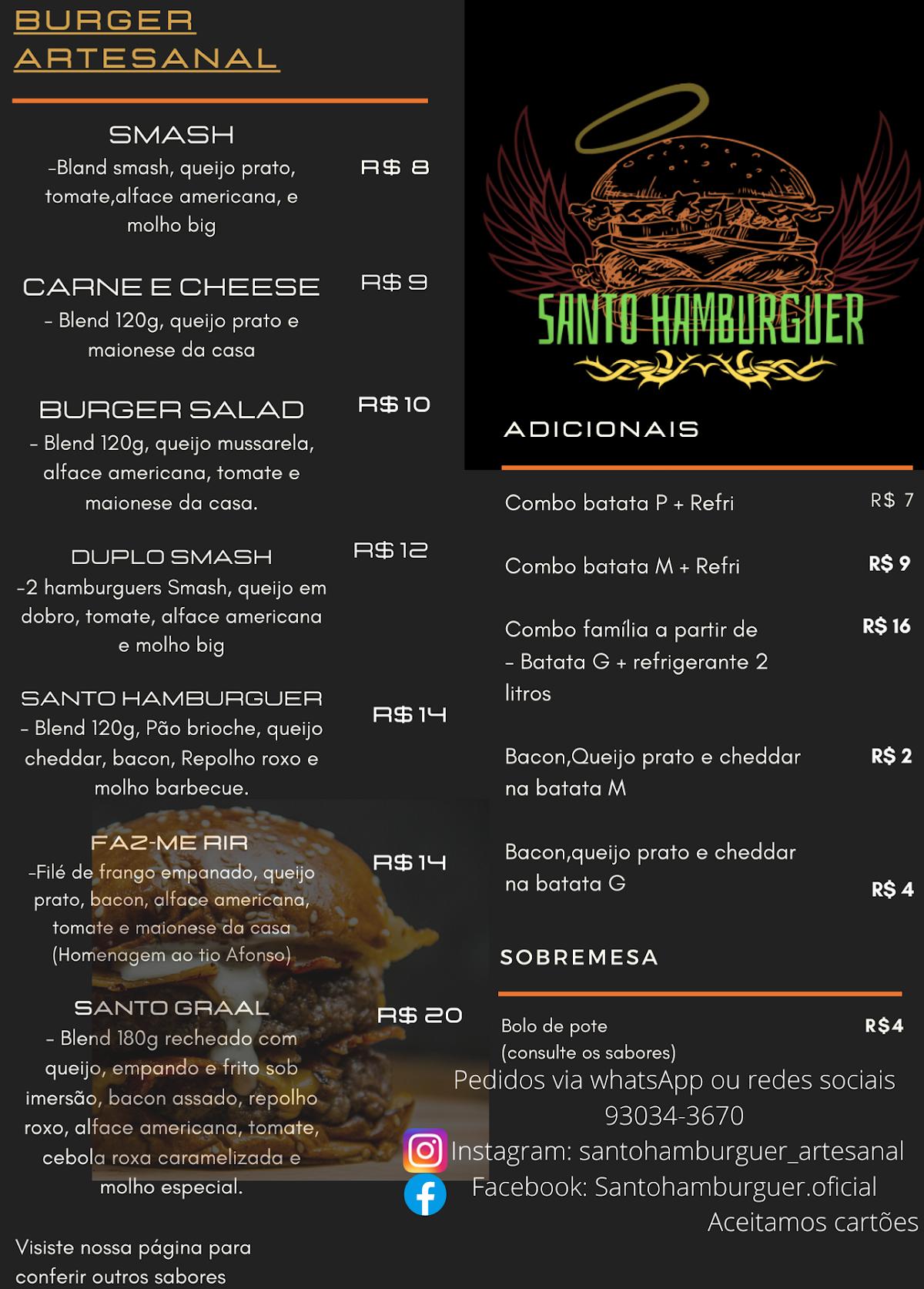 Menu em Santo Hamburguer Artesanal restaurante, São Paulo