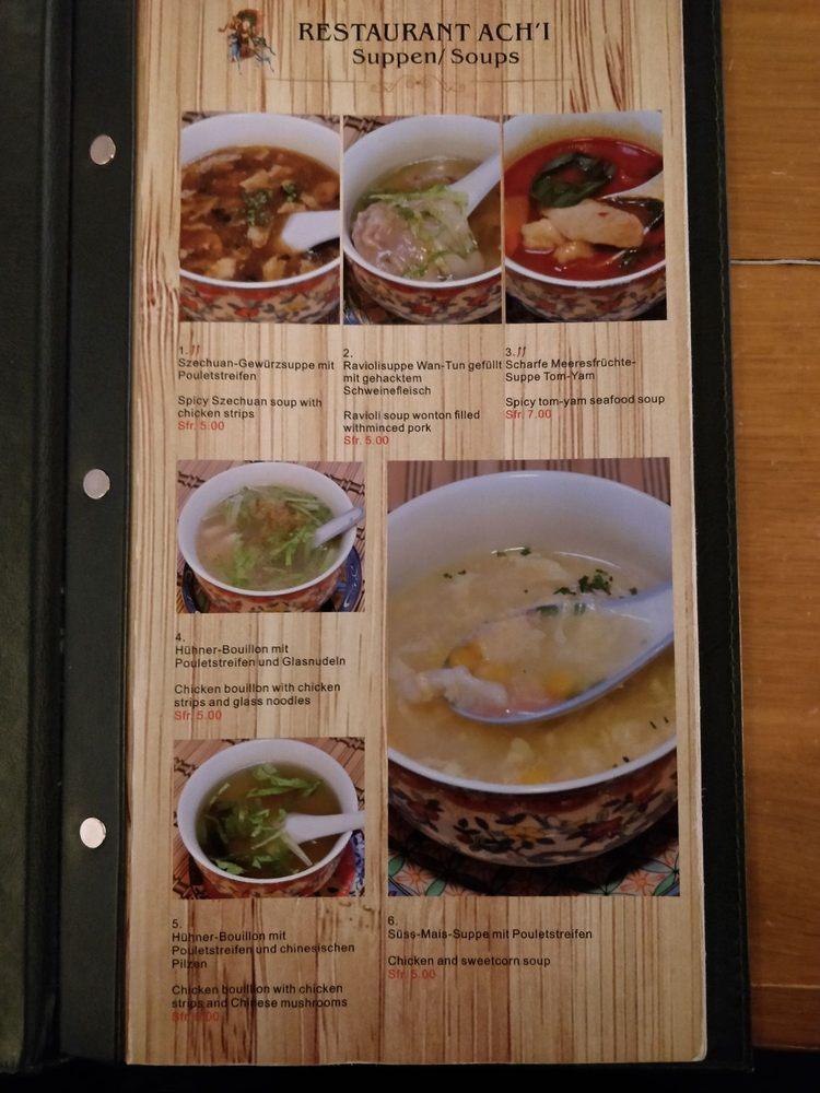 Menu at Achi, Zürich