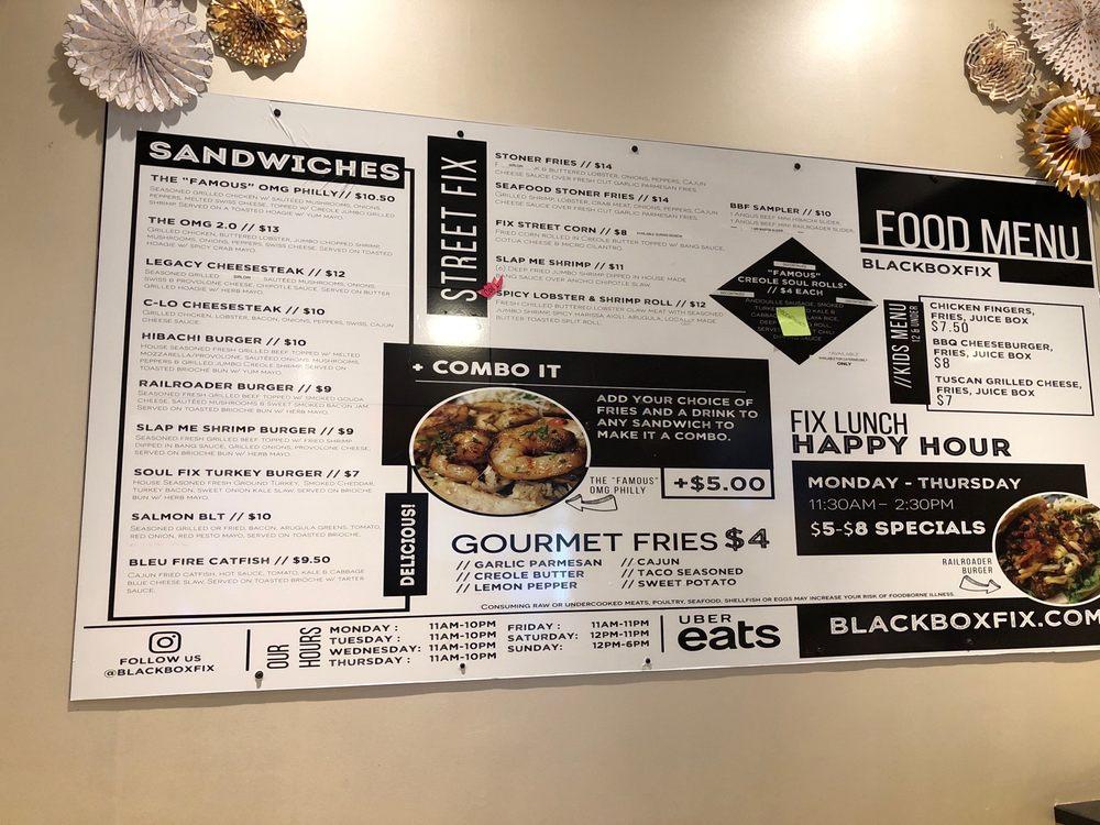 Menu at Black Box Fix Legacy Village restaurant, Lyndhurst