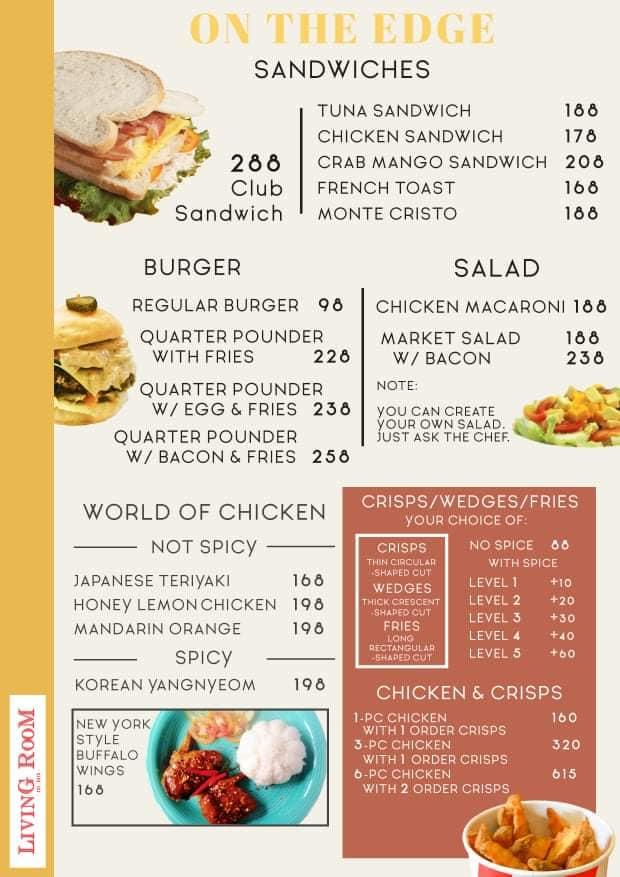 Menu at Living Room Diner restaurant, Talisay