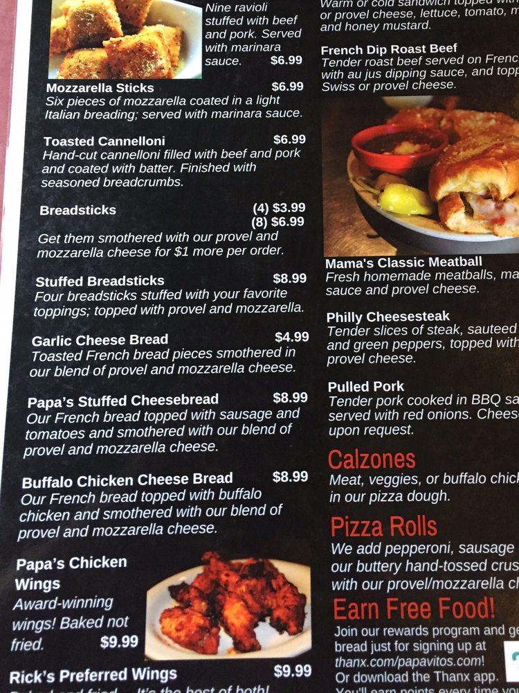 Menu at Papa Vito's Pizza Downtown pizzeria, Belleville, 318 E ...