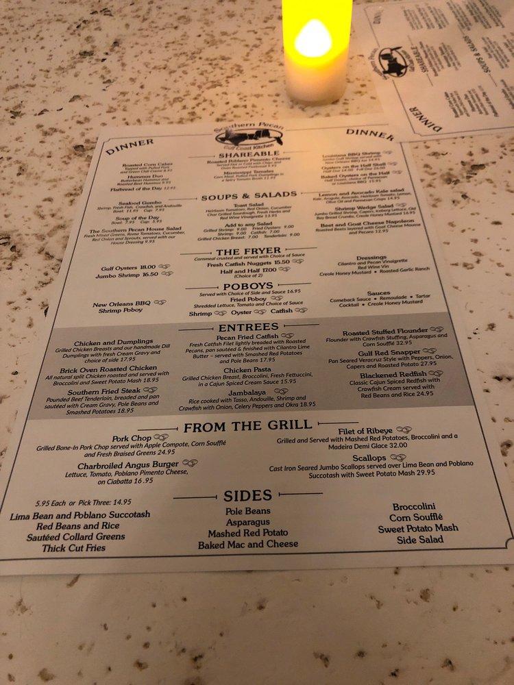 Menu at Southern Pecan - Gulf Coast Kitchen pub & bar, Charlotte