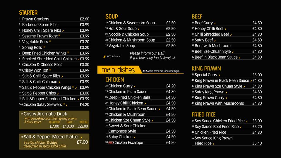 Menu at Soy Cook fast food, Aberdeen