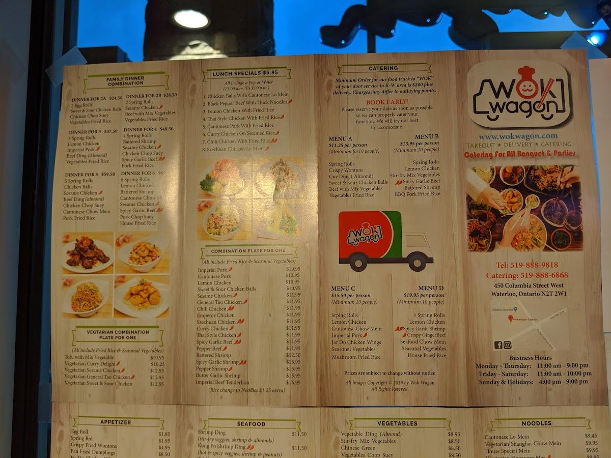 Menu at Wok Wagon Express restaurant, Waterloo
