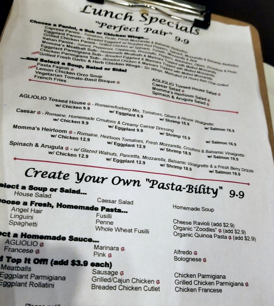 Menu at Agliolio ~ a FRESH Take on Italian pub & bar, Wellington