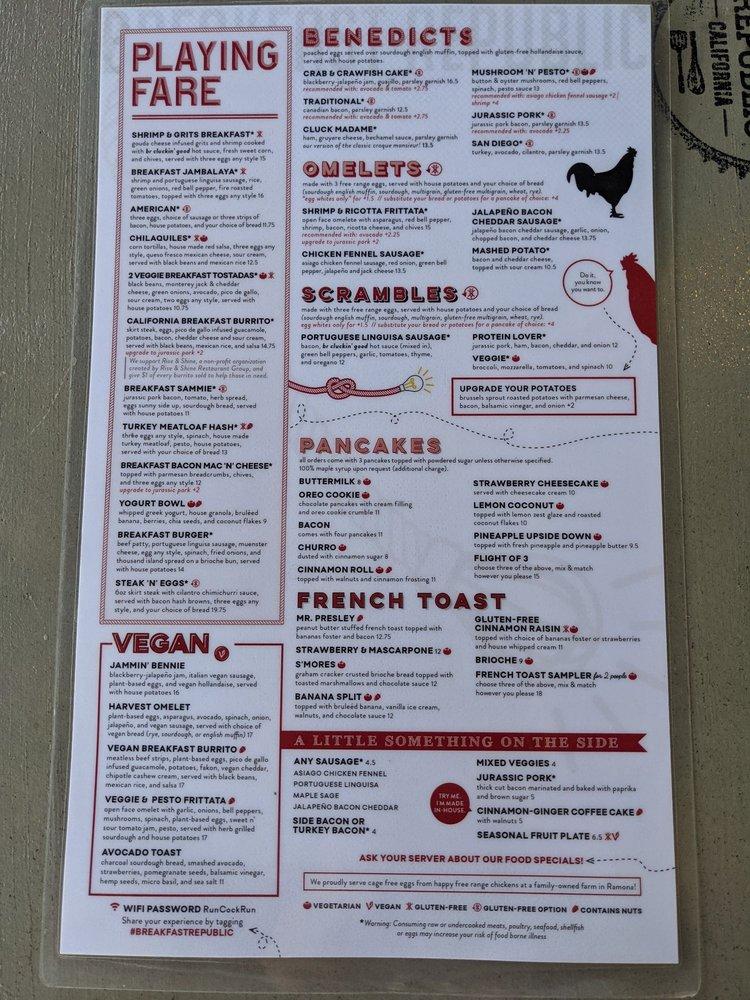 Menu at Breakfast Republic, West Hollywood