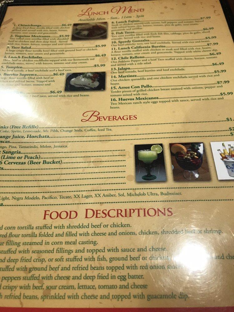 Menu at MI Veracruz restaurant, Jacksonville, Merrill Rd