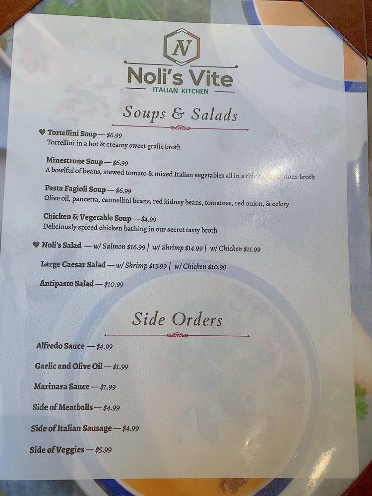 Menu at Noli's Vite pizzeria, New Braunfels