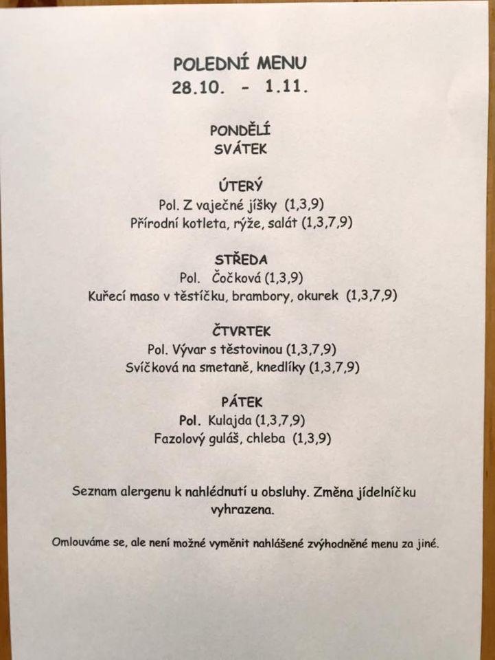 Menu at restaurant Nostalgia, Osoblaha