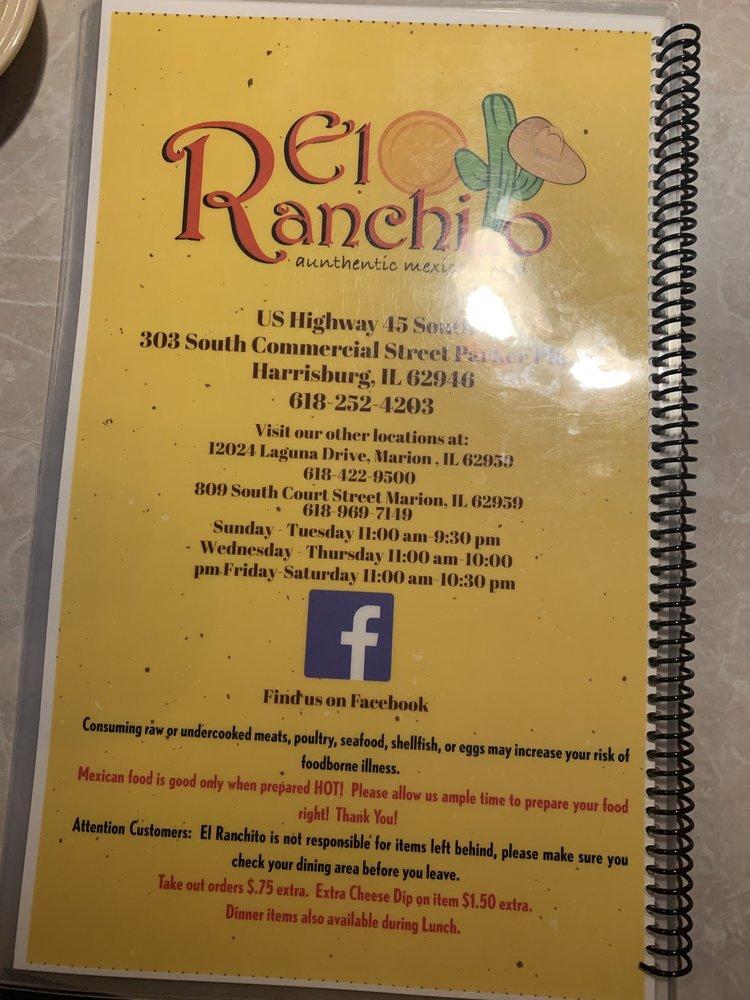 Menu at El Ranchito Restaurant, Harrisburg
