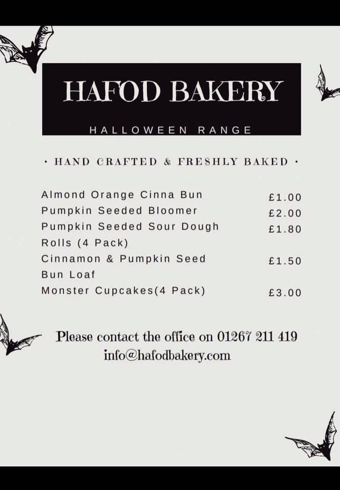 Menu at Hafod Bakery, Laugharne
