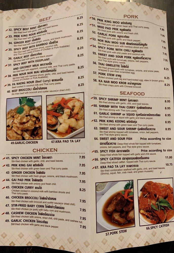 Menu at Khun Khao Thai Restaurant, Los Angeles