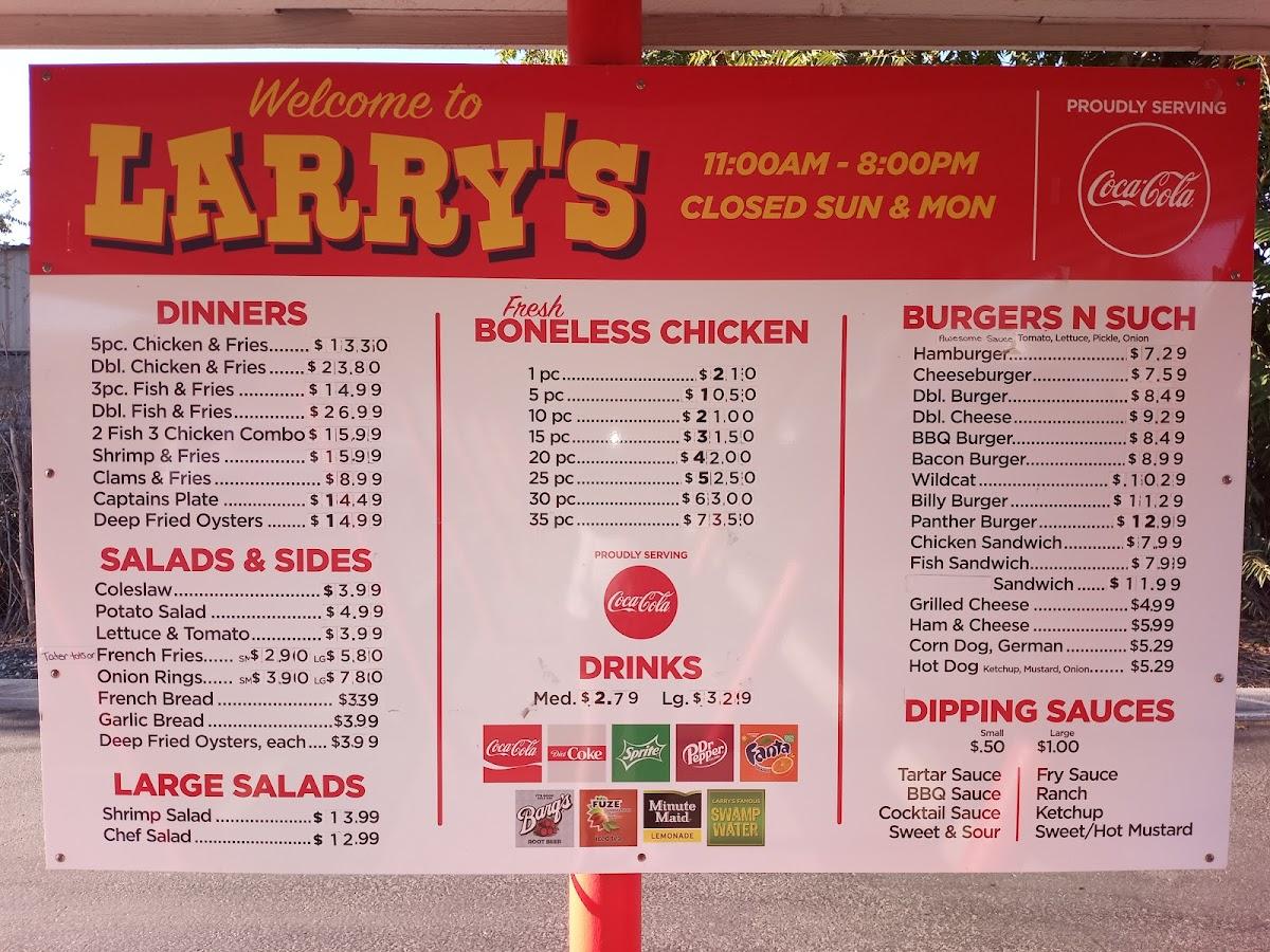Menu at Larry's Drive In fast food, East Wenatchee