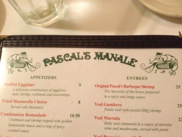 Menu at Pascal's Manale pub & bar, New Orleans