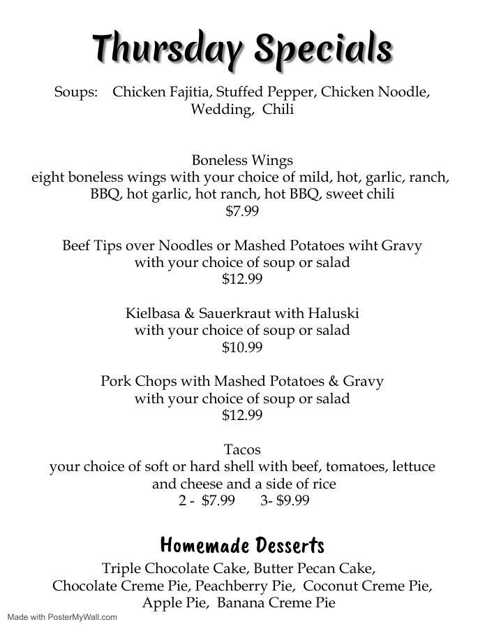 Menu at Rhonda's Emerald Diner restaurant, Hubbard, 825 N Main St