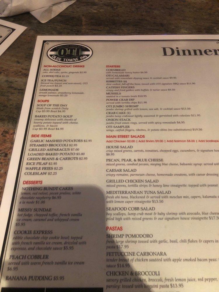 Menu at Olde Towne Inn restaurant, Upper Marlboro
