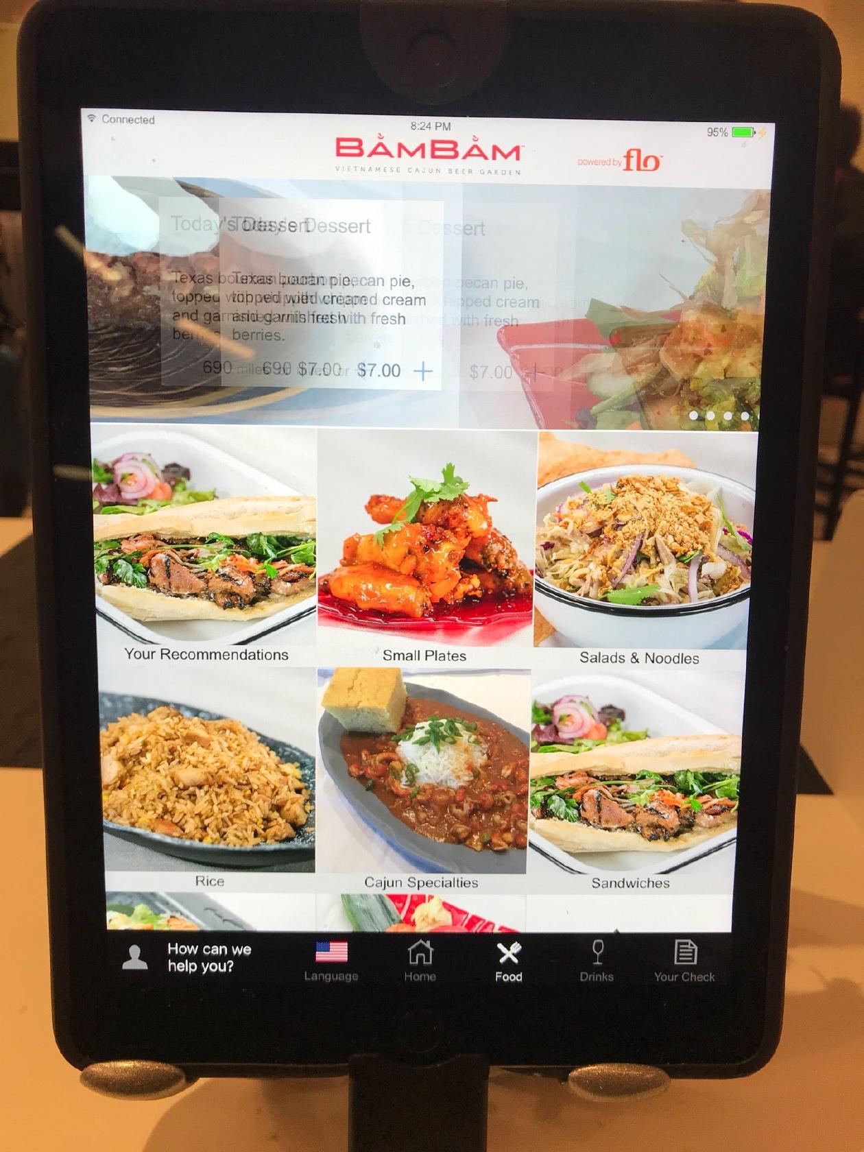 Menu at Bam Bam restaurant, Houston
