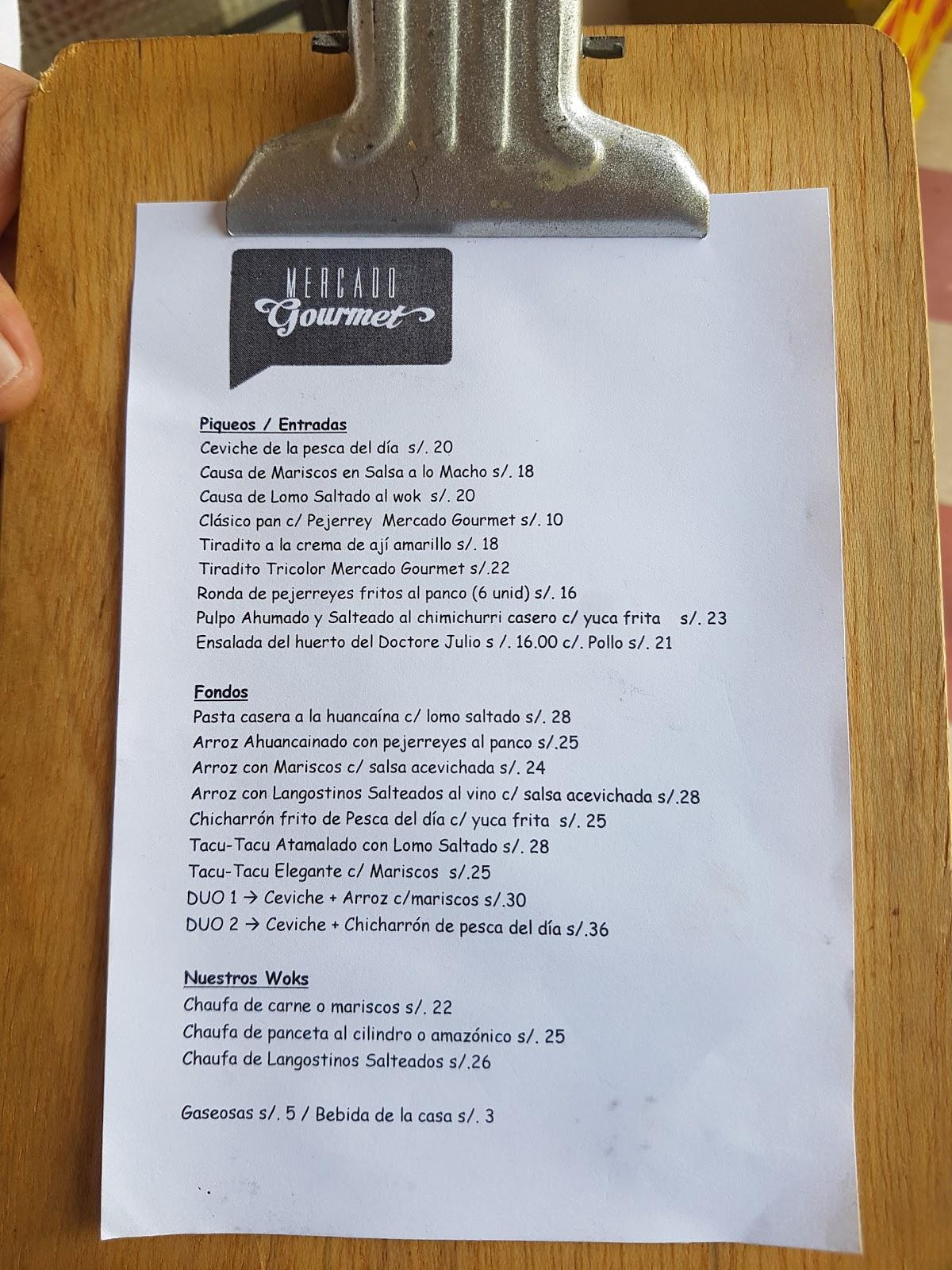 Menu at El Mercado Gourmet restaurant, Lima, C. las Camelias 673