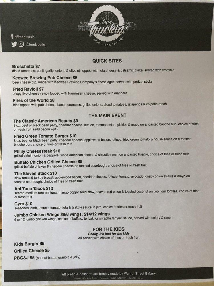 Menu at Keowee Brewing Company pub & bar, Seneca