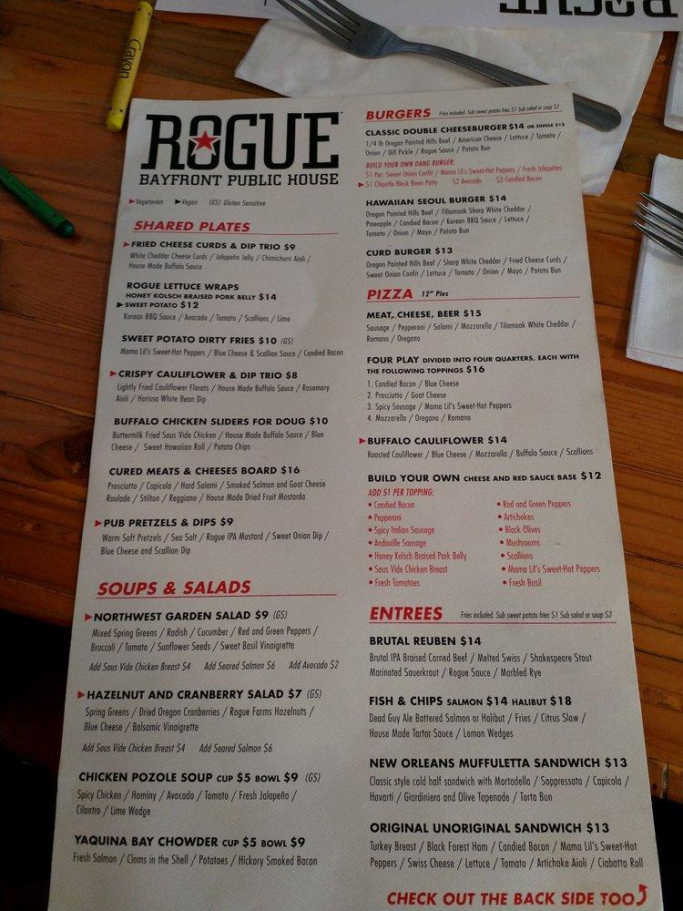 Menu at Rogue Ales Bayfront Public House, Newport