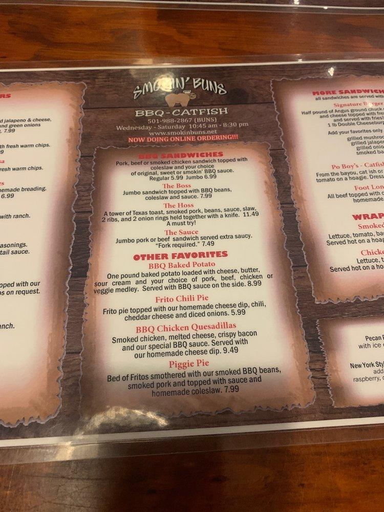 Menu at Smokin' Buns BBQ, Jacksonville