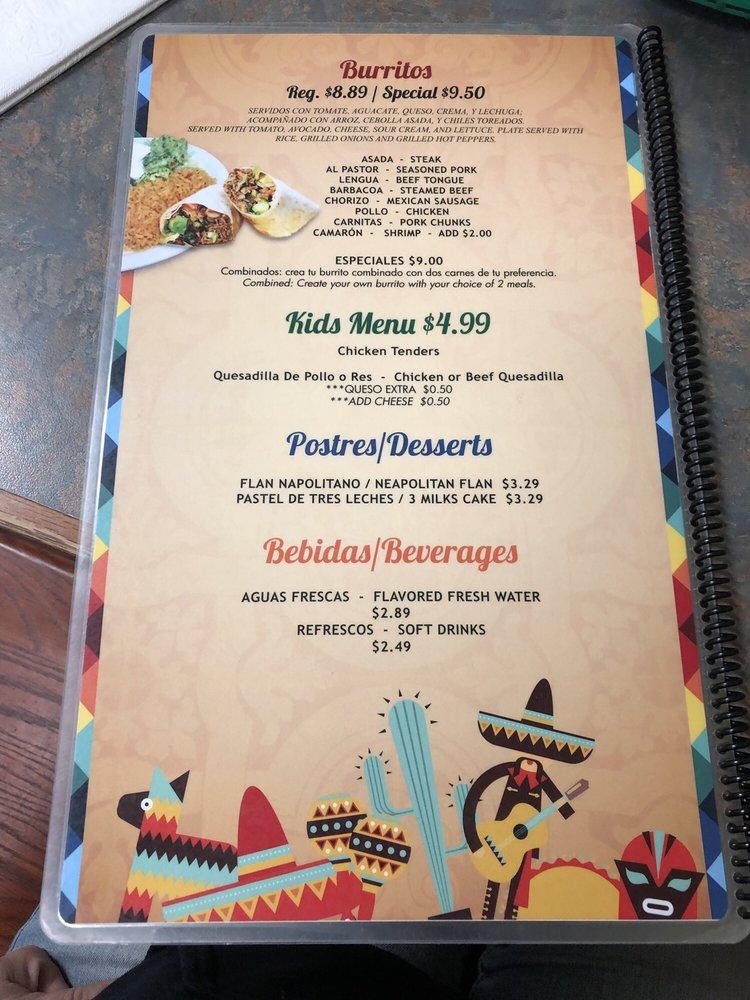Carta del restaurante El Torito, Little Rock, 303 S Bowman Rd #310