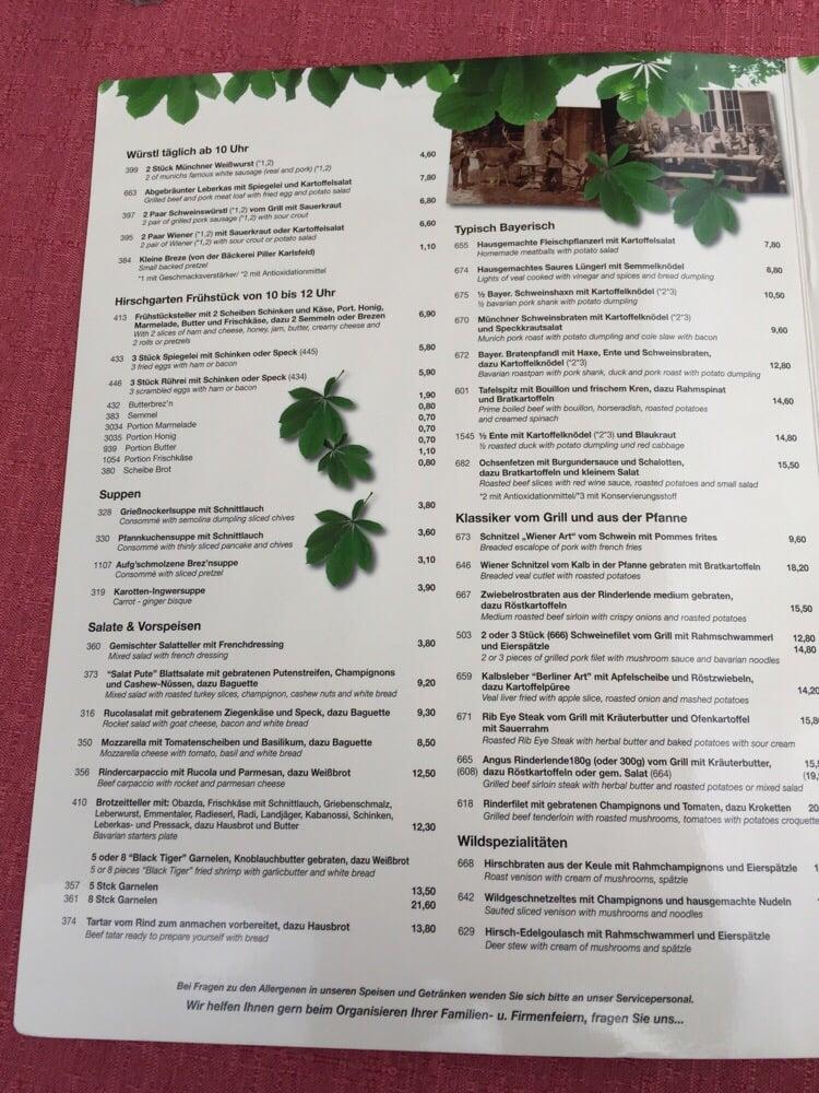 Speisekarte von Königlicher Hirschgarten restaurant, München ...